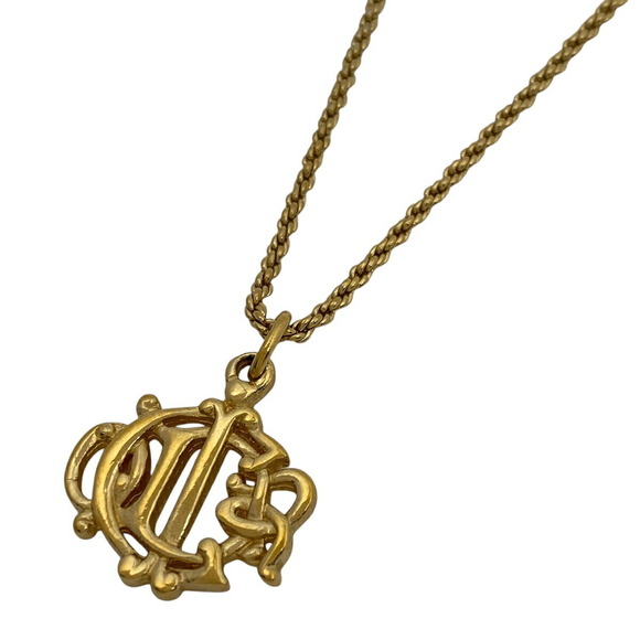 Dior | Bags | Christian Dior Logo Necklace Emblem Gp Gold | Poshmark